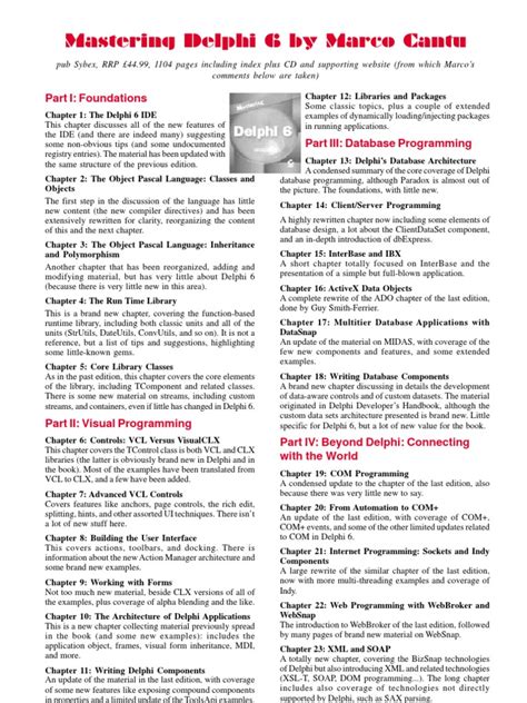 Mastering Delphi 6 A Comprehensive Guide To Enterprise Level Database Internet And Xml