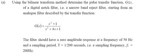 Solved Using The Bilinear Transform Method Determine The Chegg