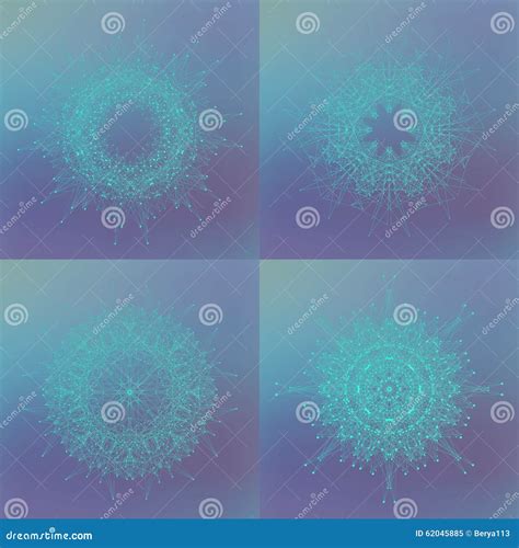 Set Of Geometric Abstract Form With Connected Lines And Dots Vector Illustration Stock Vector