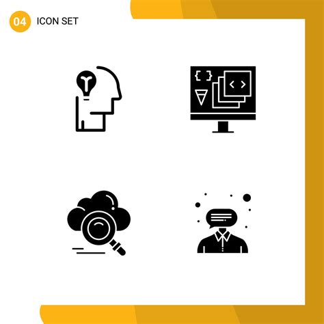 Stock Vector Icon Pack Of Line Signs And Symbols For Idea Programming Human Coding Search