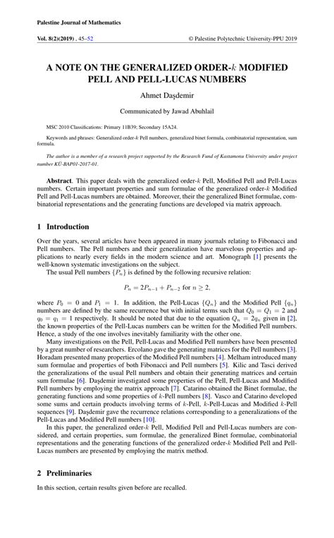 pdf a note on the generalized order k modified pell and pell lucas