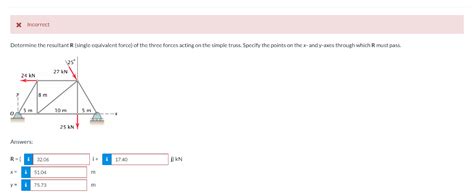 Solved X Incorrect Determine The Resultant R Single Chegg Com