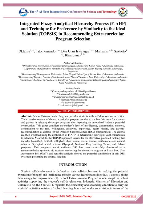 Pdf Integrated Fuzzy Analytical Hierarchy Process F Ahp And Technique For Preference By
