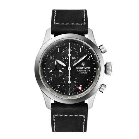 Altitude Chronograph Gmt Black Dial Leather Strap Bremont Watch