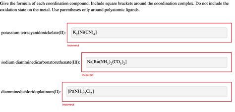 Solved Give The Formula Of Each Coordination Compound