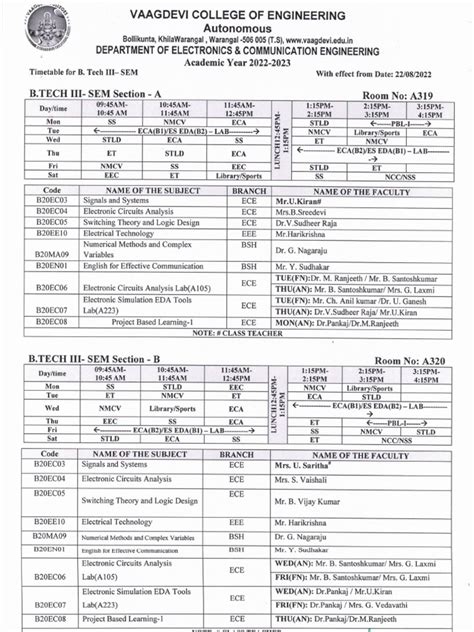 Time Table 2022 23 Pdf