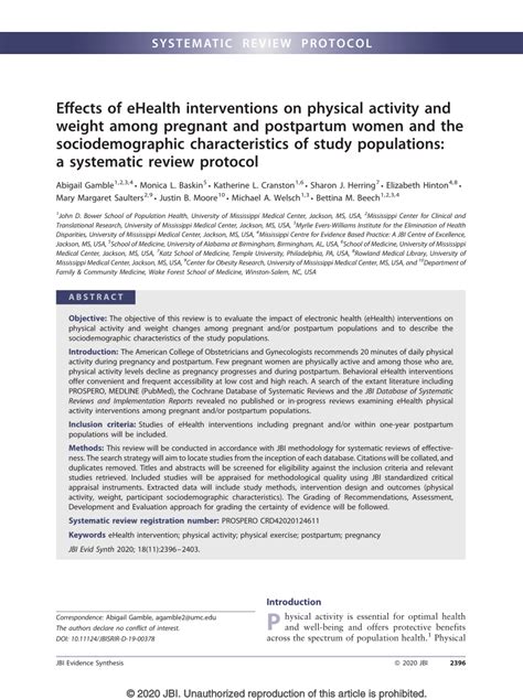 Pdf Effects Of Ehealth Interventions On Physical Activity And Weight