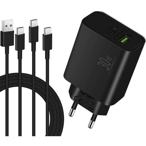 Chargeur Usb C W Et X C Bles Type C M Prise Chargeur Rapide Pd Qc Pps Ports Adaptateur