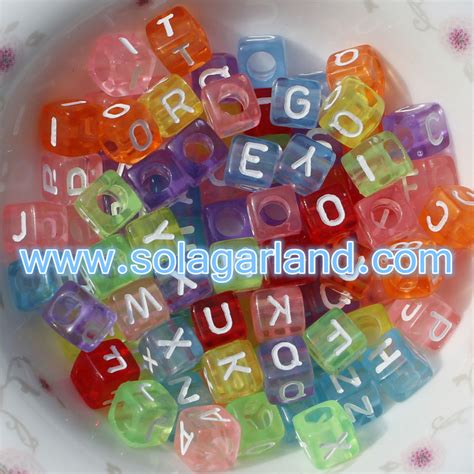 6mm Clear Square Cube Alphabet Letter Beads For Jewelry Making High
