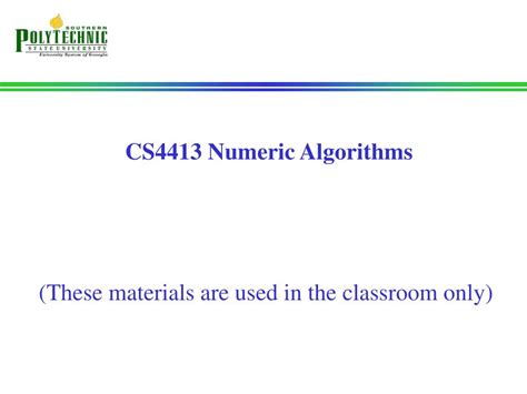 ppt cs4413 numeric algorithms these materials are used in the