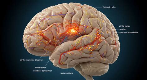 Human Brain Neural Pathways 3D Rendering Detailed Anatomy Visualization Multicolored Network ...