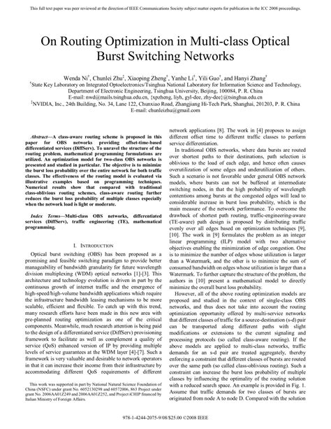 Pdf On Routing Optimization In Multi Class Optical Burst Switching Networks