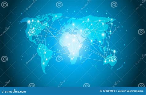 Technology World Map Global Media Tranfer Connection Concept Digital Network Design For