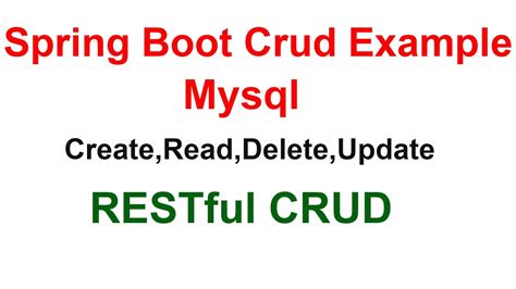 Spring Boot Crud Example Restful Api Createreaddeleteupdate Youtube