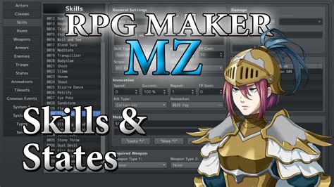RPG Maker MZ Tutorial Database Skills States YouTube