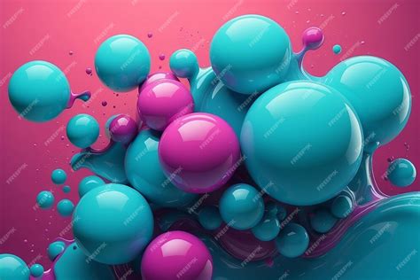 Gradient Background With Turquoise Metaball Shapes Morphing Colorful Blobs Vector 3d