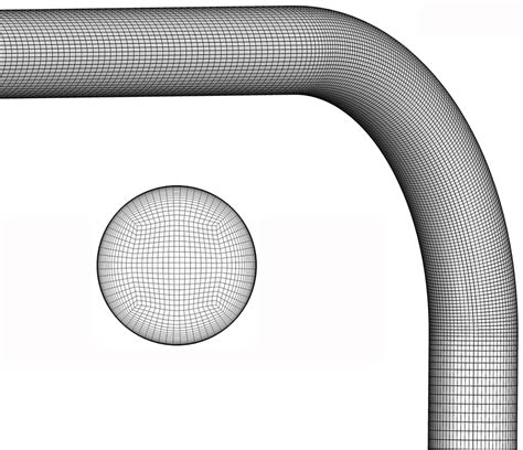 geometry model and mesh model of elbow pipe flow field download