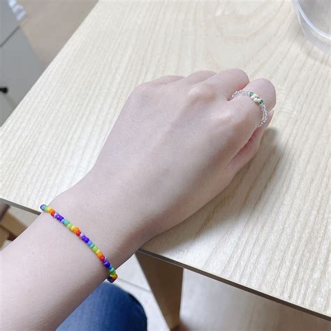 무지개 비즈팔찌 우정팔찌 커플팔찌 비즈링 아이디어스 핸드메이드 수공예 수제 먹거리