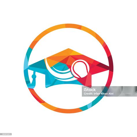 테니스 교육 벡터 로고 디자인 벡터 테니스와 대학원 모자 로고 조합 테니스에 대한 스톡 벡터 아트 및 기타 이미지 테니스 학사모 Championship Istock