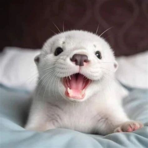 Beautiful White Otter Cute Animals Otters Cute Otters