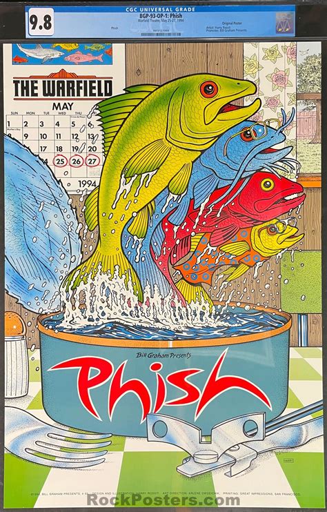 Bgp 93 Phish Harry Rossit 1994 Poster Warfield Theater Cgc G Sf Rock Posters