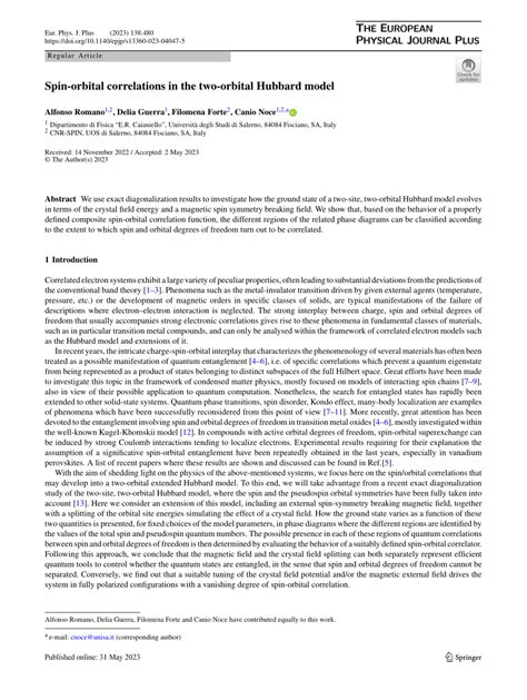 Pdf Spin Orbital Correlations In The Two Orbital Hubbard Model