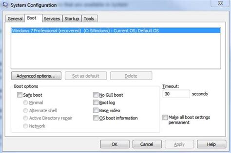 Troubleshooting And Fixing Msconfig Boot Tab In Vista Windows Diary