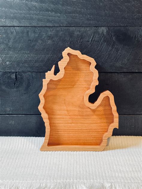 custom state snack tray state snack tray catchall tray michigan wood