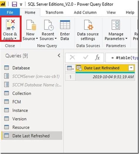 add the last refreshed date and time to power