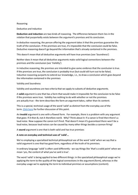 Reasoning Critical Thinking Reasoning Deductive And Inductive Deduction And Induction Are
