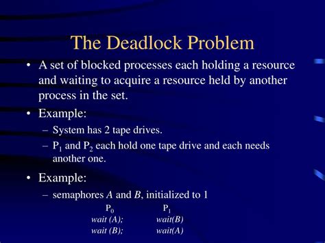 Ppt The Deadlock Problem Powerpoint Presentation Free Download Id