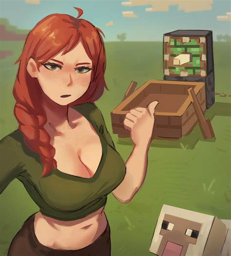 Alex And Sheep Minecraft Drawn By Hexlaze Danbooru