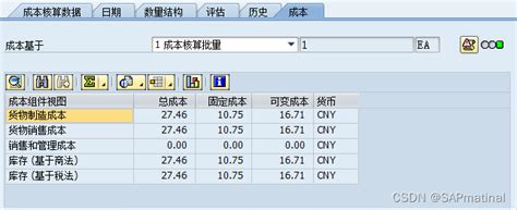 Sap Fico 成本估算解析 Sap标准成本估算 成本构成 Csdn博客