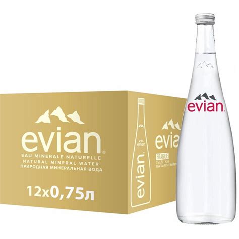 Вода Evian / Эвиан минеральная, питьевая, негазированная. 0,75л х 12 шт ...