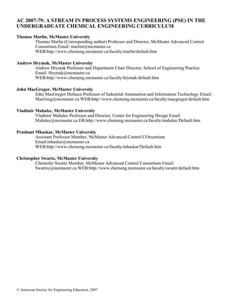 Pdf A Stream In Process Systems Engineering Pse In The Undergraduate Chemical Engineering