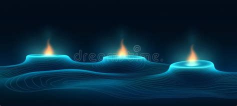 Abstract Network Connections With Glowing Blue Lights On Dark Blue