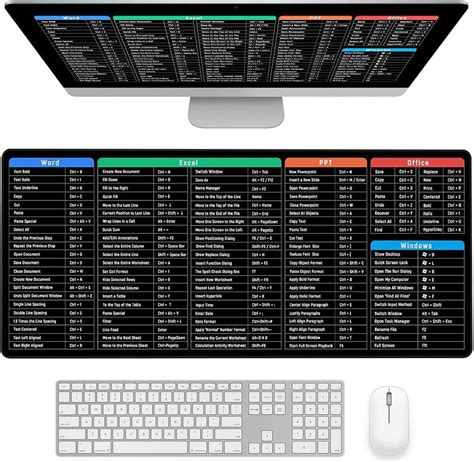 Lotvic Excel Shortcuts Mouse Mat X Cm Excel Cheat Sheet Desk Mat Multifunctional Large