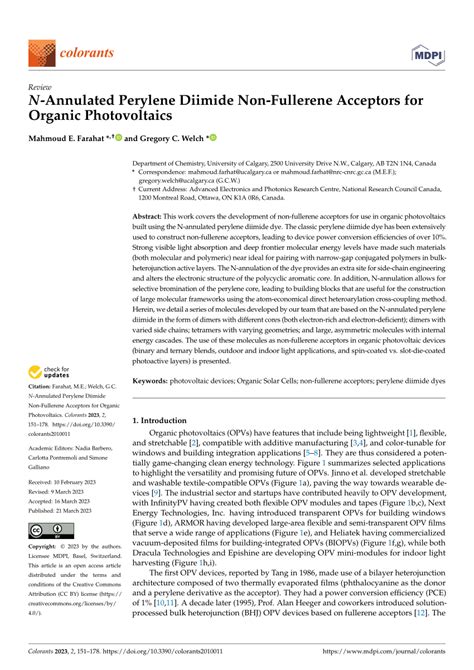 Pdf N Annulated Perylene Diimide Non Fullerene Acceptors For Organic Photovoltaics