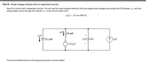 solved part d use kcl in the frequency domain because the