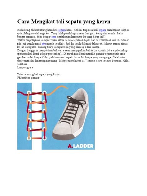 Tutorial Mengikat Tali Sepatu Keren Pdf