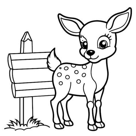 Um Desenho De Um Cervo Com Uma Caixa Que Diz Cervo Vetor Premium