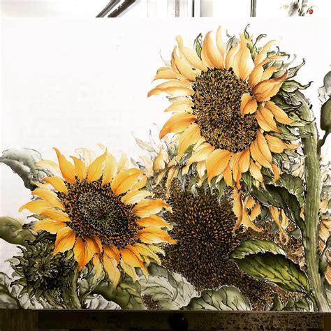 해바라기그리기 해바라기 해바라기그리기 취미부수업때시범작 한국화 동양화 수묵화 수묵담채화 한국화학원 동양화학원 부산한국화학원 부산동양화학원 부산 취미반