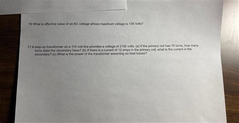 Solved 16 What Is Effective Value Of An AC Voltage Whose Chegg Com