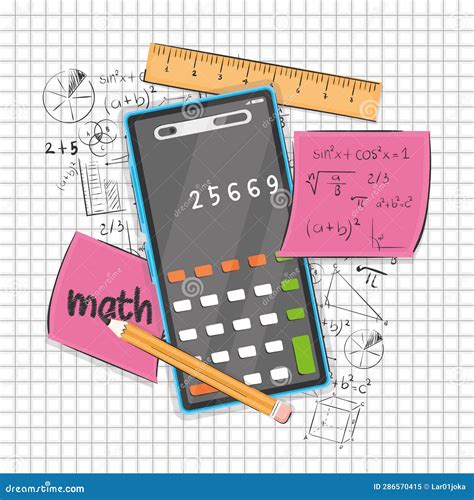 Isolated Calculator With Mathematical Formulas Math Class Concept