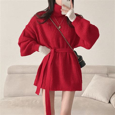 🎄연말주인공 목폴라 롱니트 미니원피스 연말파티룩 크리스마스룩 에이블리