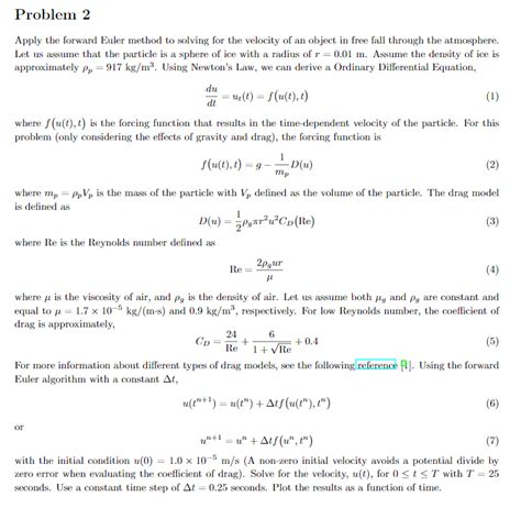 Problem 2 Apply The Forward Euler Method To Solving