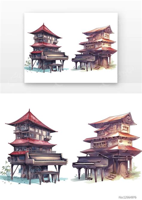 钢琴乐器创意房子插画免扣元素图片下载红动中国