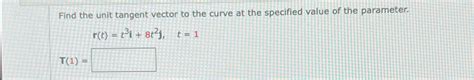 Solved Find The Unit Tangent Vector To The Curve At The
