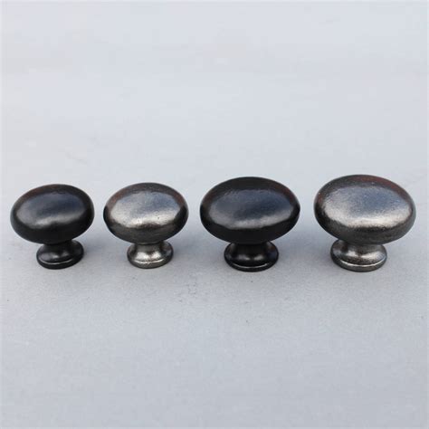 Rustic Cast Iron Cabinet Knob Round Vintage Cupboard Handle Etsy