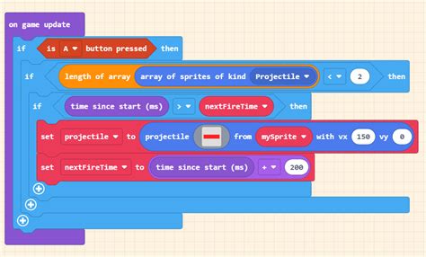 How Do I Add A Limit To How Many Projectiles Are On Screen Arcade Microsoft Makecode